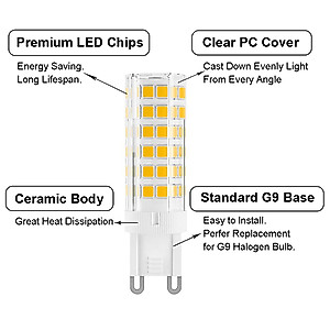 Yosenmi G9 LED Bulb 7W, 60W G9 Halogen Bulb Equivalent, 650LM, AC 100V-240V, Daylight White 6000K, Non-Dimmable G9 Bulbs for Home Lighting, 12-Pack
