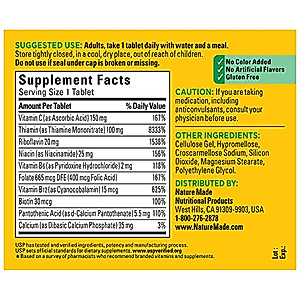 Nature Made Super B Complex with Vitamin C and Folic Acid, Dietary Supplement for Immune Support, 140 Tablets, 140 Day Supply