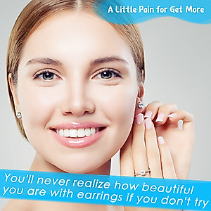 Mudder 8 Pieces Self Disposable Ear Piercing Kit Safety Portable Nose Mouse Piercing Tools with Crystal Ear Studs (White)