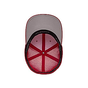 Flexfit Unisex-Adult's Mesh Fitted, Red, One Size