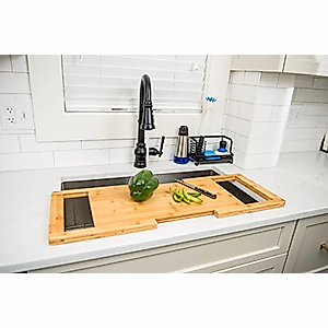 Lipper International 8841 Bamboo Wood Over-the-Sink Expandable Cutting Board, 34" x 11 1/2" x 3/4"