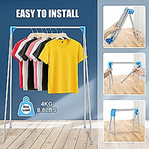 Portable Garment Rack Foldable Clothes Rack - Collapsible Clothing Rack Portable Mini Drying Clothe Rack Folding Clothing Rack for Travel, Camping, Laundry, Indoor, Outdoor