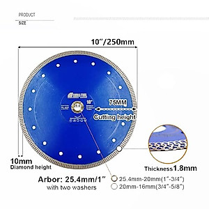 SHDIATOOL 10 Inch Diamond Saw Blade Cutting Disc for Porcelain Tile Ceramic Granite Marble Brick