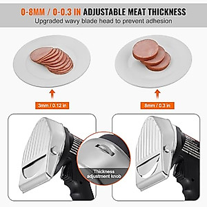 VEVOR Electric Shawarma Knife, 80W Professional Turkish Kebab Knife, Commercial Stainless Steel Gyro Cutter, Doner Kebab Meat Slicer with 2 Blades, Φ4/100mm Blade Diameter, 0-8mm Adjustable Thickness