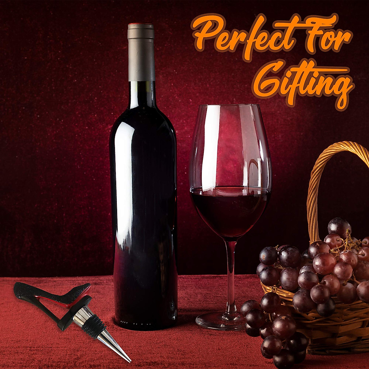 Trovety High Heel Wine Stopper Custom - Cute Black Shoe Elegant High Heels Cork for Women, Bachelorette Party Decor - Decorative Stainless Steel Beverage Topper - Reusable Champagne Bottle Plugs