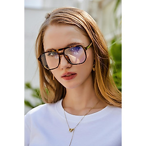 FEISEDY Blue Light Blocking Glasses Fake Nerd Clear Square Computer Lightweight Pilot Glasses Frame Oversized B2866