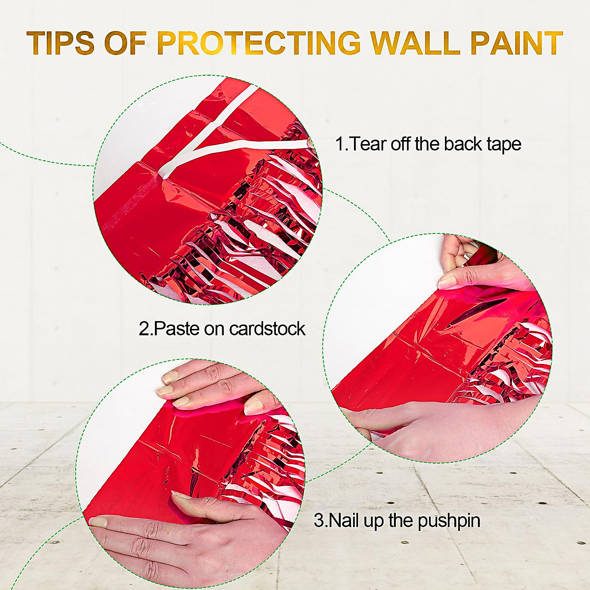 Peryiter 6 Pcs Metallic Tinsel Foil Fringe Curtains 3.3 x 6.6 ft Backdrop Props for Halloween Birthday Anniversary Bridal Shower Baby Shower Holiday Party Decorations(Black, Red, Gold)