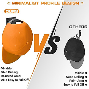 Qteeyou Adhesive Hat Hooks for Wall (16-Pack), Hat Rack for Baseball Caps, Minimalist Hat Display, Strong Hold Hat Hangers, No Drilling, Hat Holder Organizer for Wall (Black)