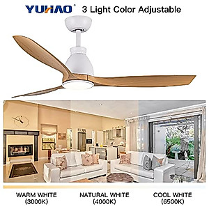 Overstock 52 in. Integrated LED Wooden Grain Modern Ceiling Fan with Lights and Remote Control - 52 Inches