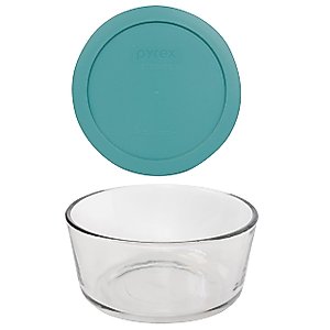 Pyrex (1 7201 4 Cup Glass Bowl & (1) 7201-PC Turquoise Lid Made in the USA