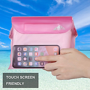 HEETA 2-Pack Waterproof Pouch with Waist Strap, Transparent Screen Touchable Dry Bag Bundle with 5-Pack Clear Waterproof Dry Bag, Water Tight Cases Pouch Dry Bags