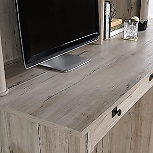 Sauder Palladia Desk with Hutch, L: 59.488" x W: 23.543" x H: 56.496", Split Oak Finish