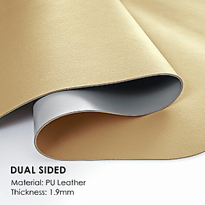 Con-Tact Brand XL Corner Desk Pad | Waterproof Anti-Slip PU Leather | Large Corner Computer Workstation Protection |Mouse Pad Gaming Pad | 36" X 15.7" L Shape |Dual Sided (Sand/Gray)