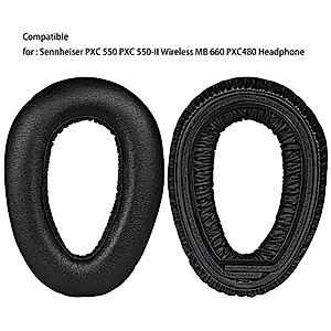 Replacement Ear Pads Cushions for Sennheiser PXC 550 PXC 550-II Wireless MB 660 PXC480 Series Headphones Earpads, Headset Ear Cups Repair Parts (Black Cushions for Sennheiser PXC 550)