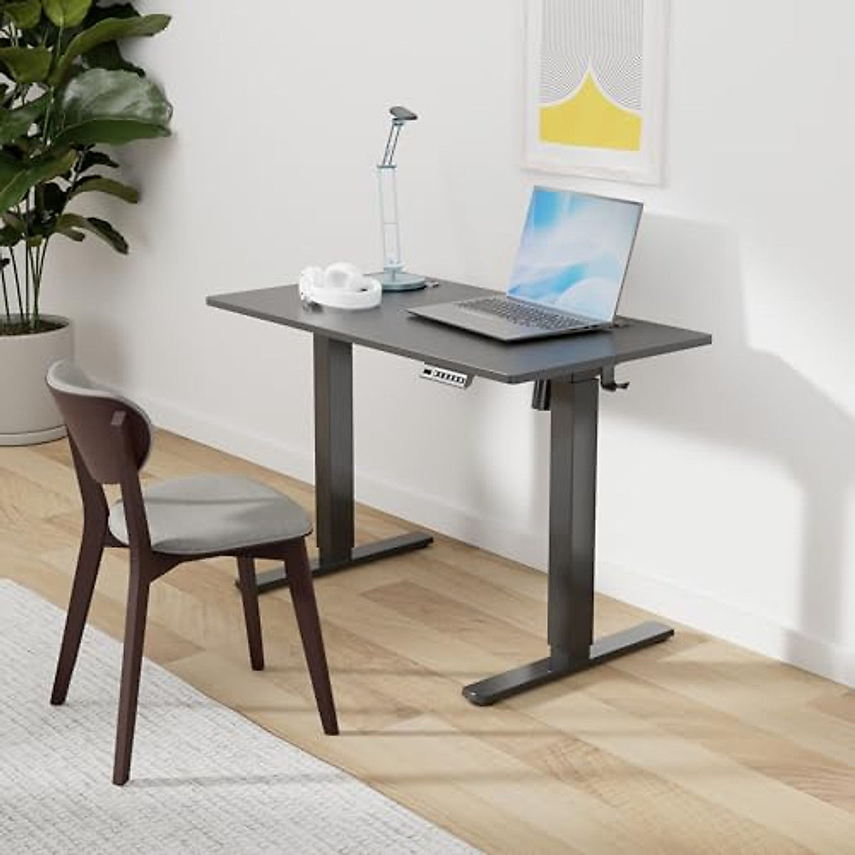Electric Standing Desk - Height Adjustable Table with 3 Memory Presets, Ergonomic Computer Workstation with T-Shaped Metal Bracket Suitable for Home Office, Black, 4024
