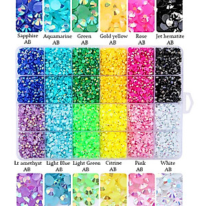 Sunfairy 24000Pc 4mm Nail Art Rhinestones Mixed Colors Round Gemstone Glitter Crystal Nail Flat Jelly Rhinestones Shiny Colorful Nail Stone Gems Design Flatback Rhinestone Kit for Nail Crafts