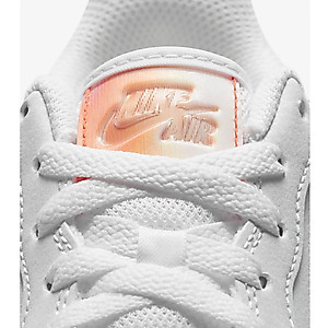 Nike Big Kid's Air Force 1, White/Safety Orange, 5.5 Big Kid