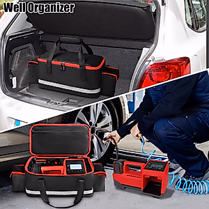 Tesuko Air Compressor Bag Compatible with Milwaukee M18 Inflator 2848-20/2771-20, Air Pump Organizer Case for Milwaukee Inflator, Storage Holder Pouch for 18V 3.0 to 9.0 Ah Battery Black (Only Case)