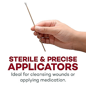Dealmed 6" Cotton-Tipped Wood Applicators – 200 Sterile Cotton-Tipped Applicators for Application of Medication, Cleaning Skin, Arts, Crafts and More (Box of 200)