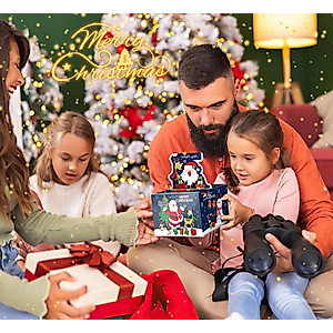 Christmas Money Box for Cash Gift Pull, Money Holder Cash Gift for Kids Adults, DIY Fun Holiday Cash Box, Surprise Gift Box for Parents, Lovers and Friends, Includes 50Pcs Transparent Bags (Blue)