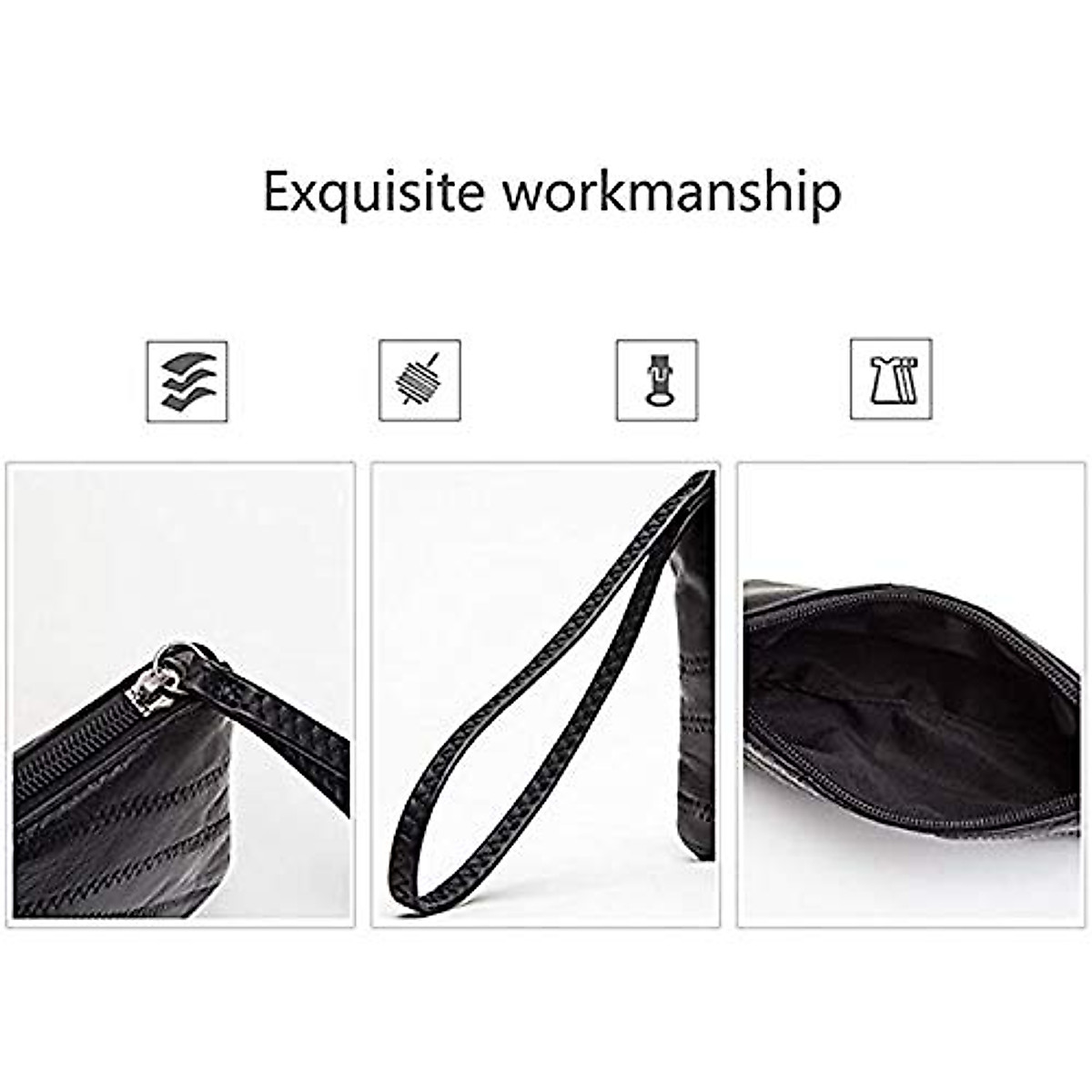 RBKLO Clutch Wristlet Women's,Crossbody Clutch Wallet Purse Wristlet,Leather Wristlet Clutch Wallet,Multi Card Organizer Wallet Purse(Black)