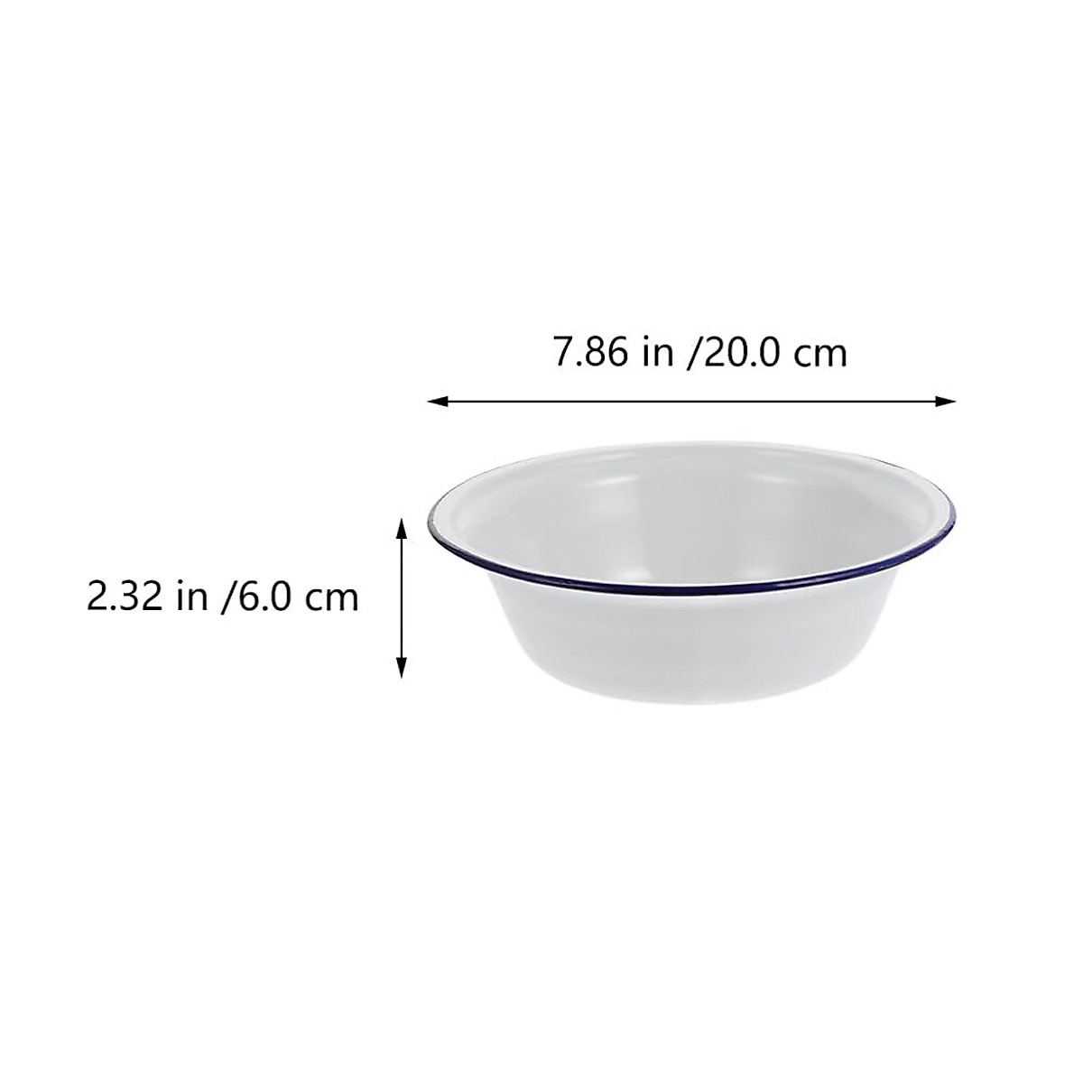 Hemoton 4pcs Vintage Style White Enamel Mixing Bowl with Black Trim Enamelware Metal Large Classic Round Salad Serving Bowl Soup Basins 20cm