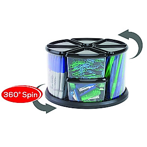 DEFLECT-O Carousel Organizer Set, 3"" and 6"" Canisters (39010104)", black;clear