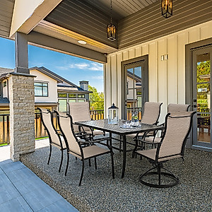 HAPPATIO Patio Dining Set,7 Piece Outdoor Dining Set,Patio Furniture Sets,2 Swivel Dining Chairs,4 Reg.Dining Chairs,Textilene Furniture Set for Patio,Yard,Pool (Gray)