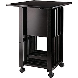 Oakestry Sophia 5pc Snack Tray Set Compact Design for Enhancing The Aesthetics, Small Living Spaces,Built-in Handles,Coffee Finish, 23.39" D X 28.19" W X 33.94" H