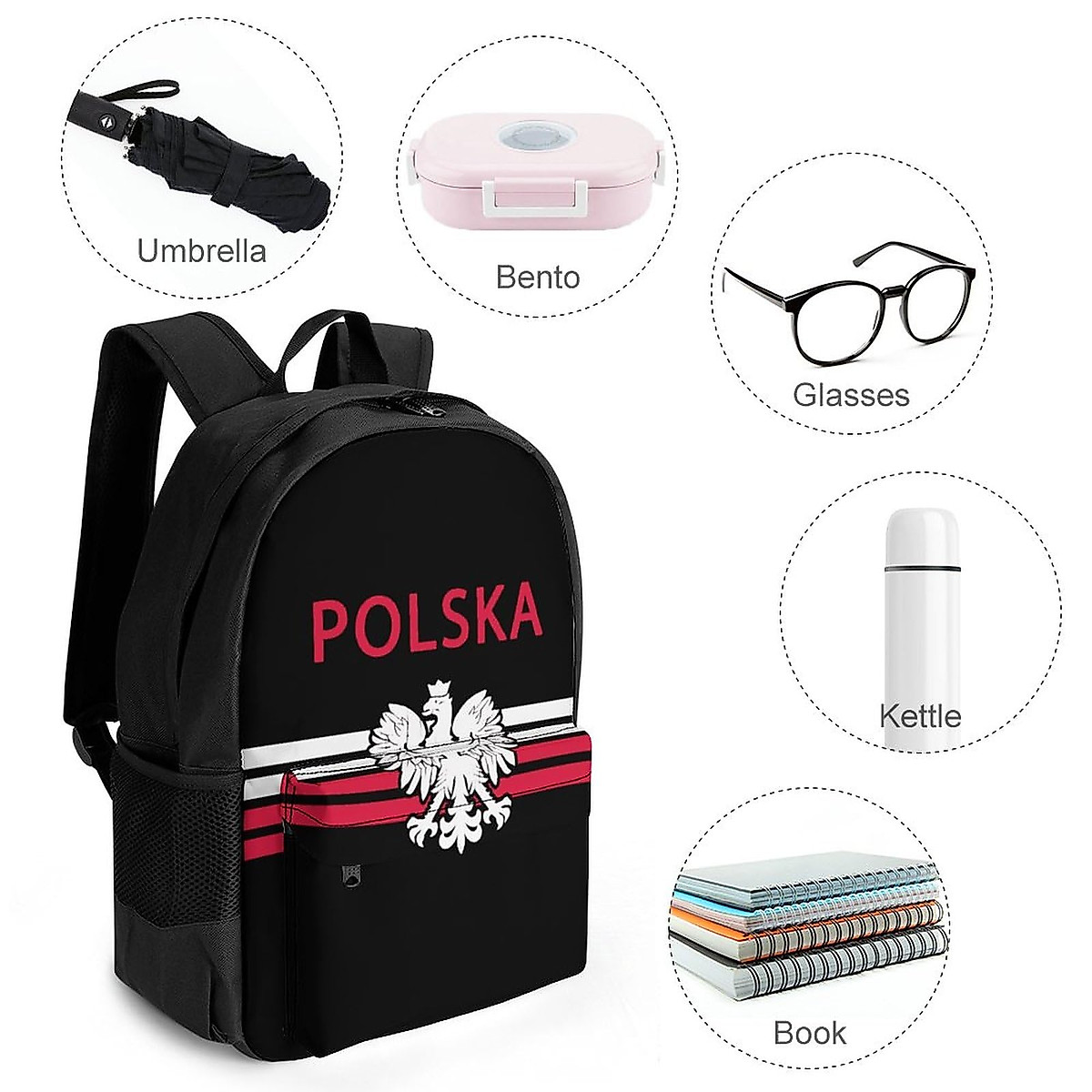 Polish Flag - Polska Eagle Laptop Backpack for Men Women Shoulder Bag Business Work Bag Travel Casual Daypacks
