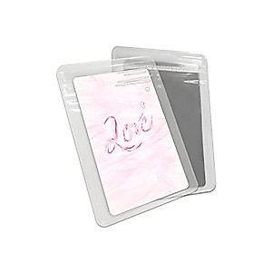 Carosoffe Valentine's Day Small Compact Mirror for Purse, Pink Ombre Love Lettering Abstract Art Travel Makeup Mirror for Women Men, Rectangular Handheld Compact Pocket Mirror 4 PCS