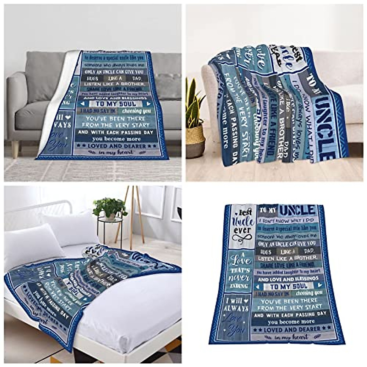 Sqovulw Uncle Gifts from Niece, Best Uncle Gifts Fathers Day Blanket, Uncle Gifts from Nephew, Uncle Birthday Gifts, Uncle Gifts Idea Throw Blanket 60X50 Inch