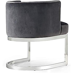 Meridian Furniture Gianna Collection Modern | Contemporary Velvet Upholstered Dining Chair with Polished Chrome Metal Frame, 24" W x 22" D x 29.5" H, Grey