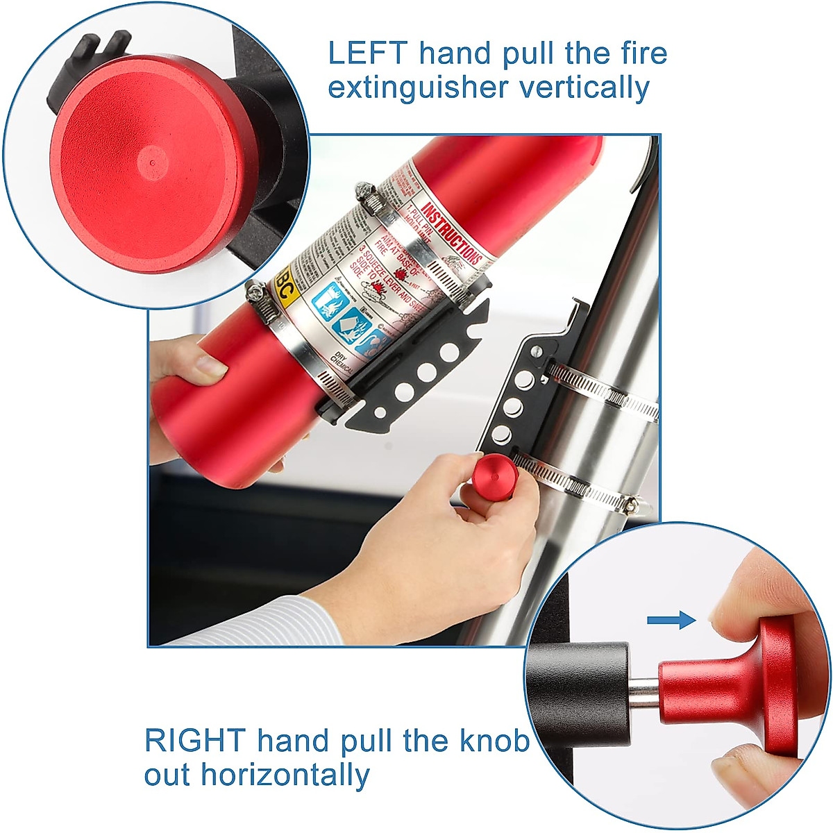Quick Release Fire Extinguisher Holder Mount Bracket High Density Nylon Roll Bar Mount Bottle Holder Adjustable with 4 Clamps for Wrangler TJ JK JL JKU UTV Polaris RZR Ranger