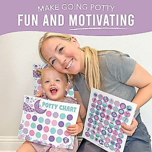 Hadley Designs Mermaid Potty Training Chart for Toddler Girls - Potty Training Sticker Chart for Girls Potty with Sticker, Sticker Chart for Kids Potty Training Reward Chart, Kids Reward Chart