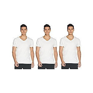Hanes Ultimate Men's Tagless Ultra Soft V-Neck Tee-Multiple Packs Available, White-3 Pack, XX-Large