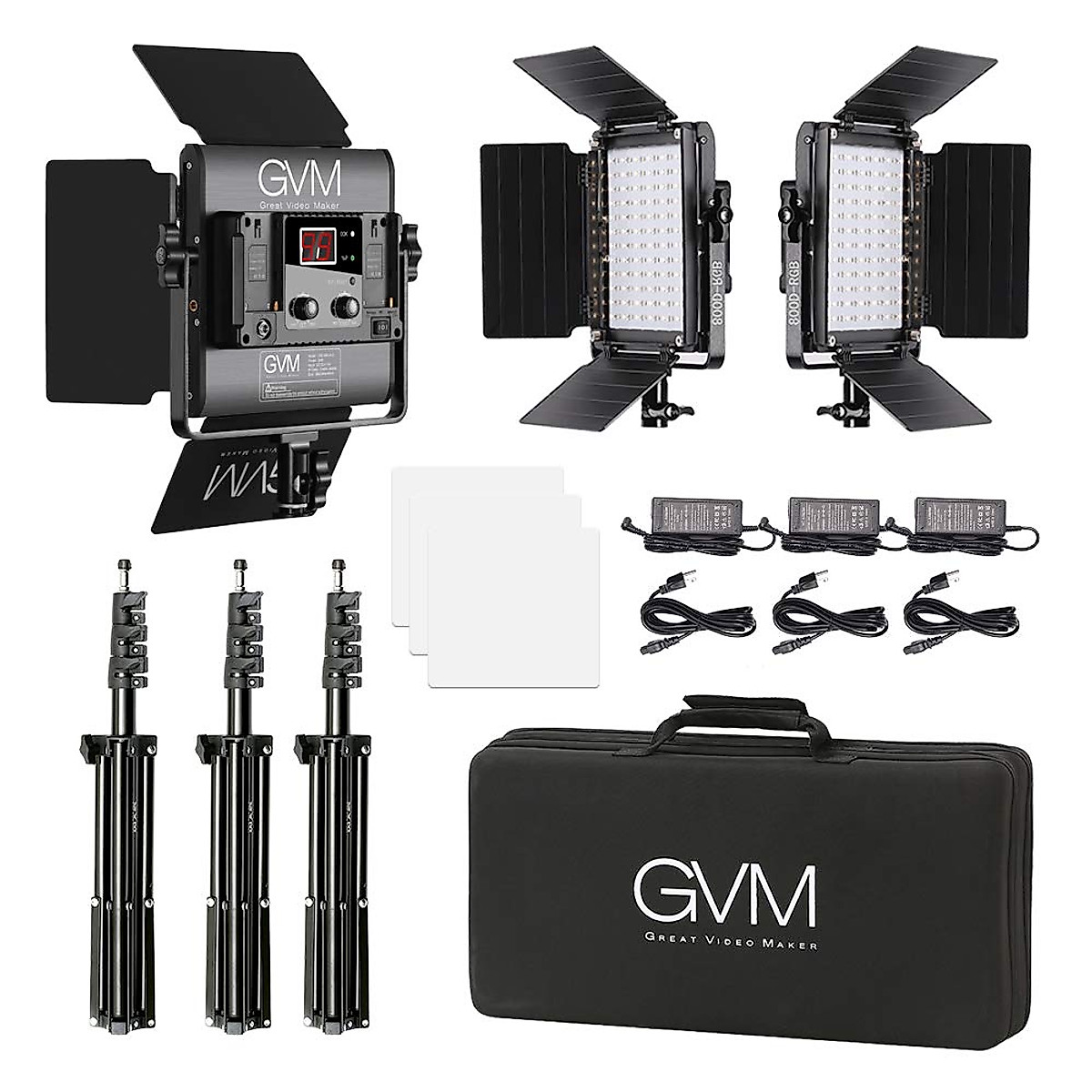 GVM RGB LED Video Lighting Kit, 800D Studio Video Lights with APP Control, Video Lighting Kit for YouTube Photography Lighting, 3 Packs Led Light Panel, 3200K-5600K, 8 Kinds of The Scene Lights