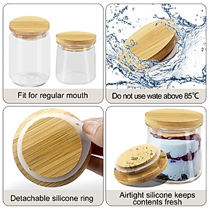 Oui Yogurt Jar Lids Set, 12 Pack Lids for Oui Yogurt Jars Reusable Bamboo Wooden Updated Oui Jar Lids with Silicone Sealing Rings Perfect for Oui Yogurt Jars
