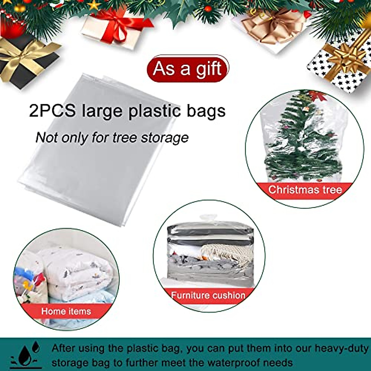 NettyPro Patio Cushion Storage Bags Water-Resistant Extra Large Bag for Outdoor Furniture Christmas Tree Storage Bag 9 Ft, 65 x 20 x 28 Inch, Black