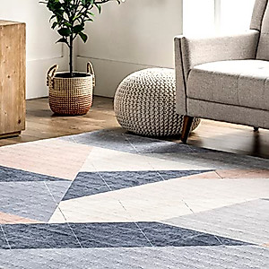 nuLOOM Afton Modern Diamond Machine Washable Area Rug, 8x10, Beige