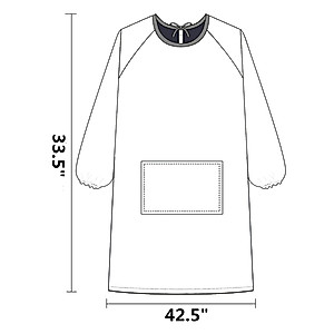 NAN Wind Women Kitchen Apron with Big Pockets,Long Sleeves Waterproof Apron for Cooking Baking Cleaning Work