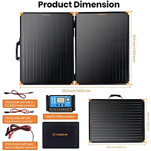 FlexSolar Solar Panel 100 Watt Foldable Waterproof PV Module SAE DC Anderson Output Power Charger with 20A PWM Controller for RV Battery, Power Station