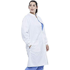 Dickies Men & Women Scrubs Lab Coat 43" Snap Front GD360, M, White