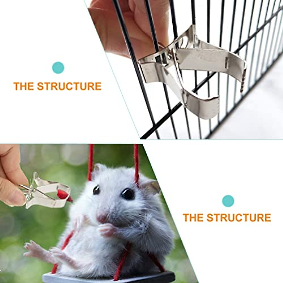 YARNOW Hamster Critters Toys 6pcs Bird Cage Food Holder Clips Stainless Steel Vegetable Fruit Clip Bird Cage Accessories for Birds Parrot Budgie Parakeet Cockatiel Little