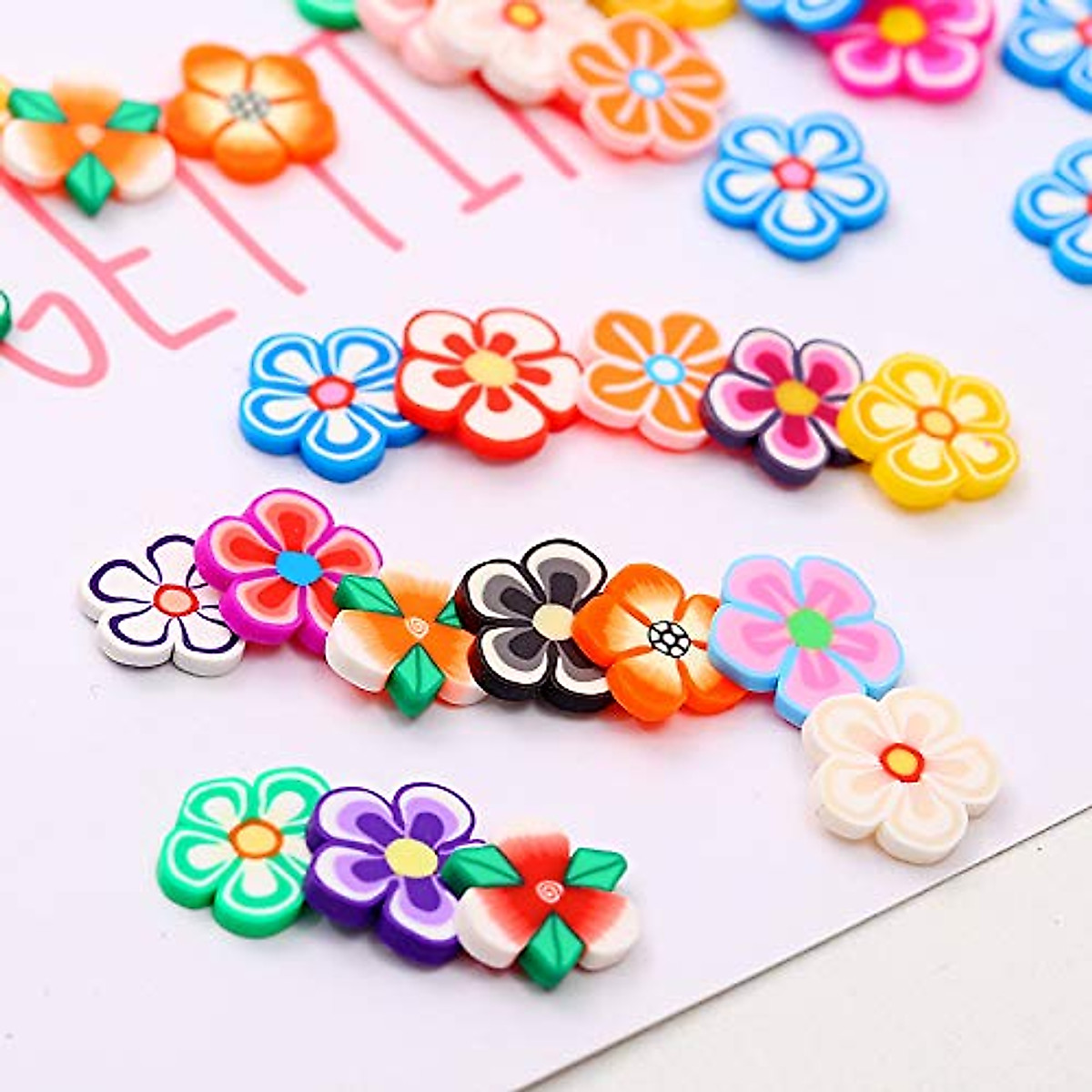 Fake Mini Flowers Slices Polymer Clay for Slime Putty Scrapbooking Embellishments Decorations Nails Arts and Crafts Decoration
