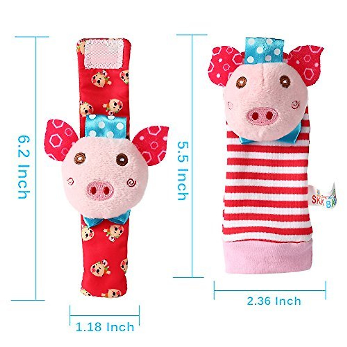 FunsLane Baby Rattle, Baby Wrist Rattles and Foot Finder Socks Toy Set, Educational Development Soft Animal Toy Shower Gift, Easter Egg Fillers