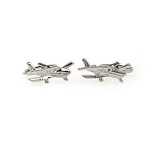 MRCUFF Airplane Plane Cessna Pilot Pair of Cufflinks in a Presentation Gift Box & Polishing Cloth