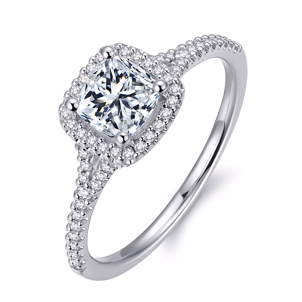 HAFEEZ CENTER 1 Carat Cushion Cut Moissanite Rings For Women Engagement Rings For Women Moissanite Ring (8, Moissanite)