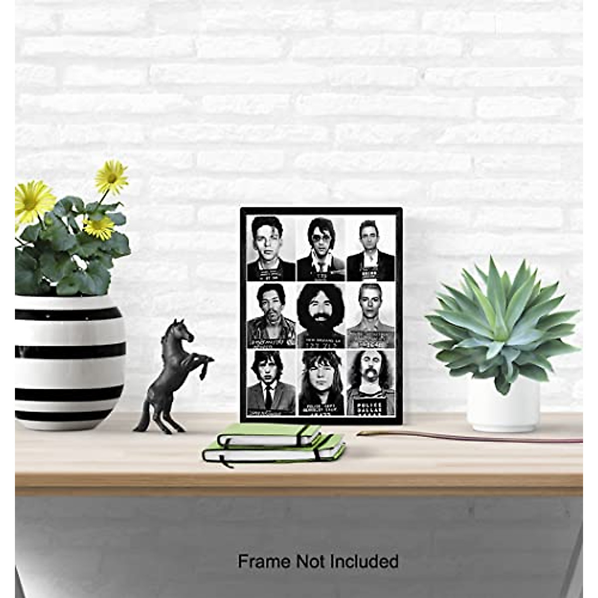 Musician Mugshot Bowie, Elvis, Johnny Cash, Jerry Garcia, Jimi Hendrix, Mick Jagger, Frank Sinatra, David Crosby, Janice Joplin Photo Wall Art - 8x10 Poster Print - Gift For Music Fans - Home Decor