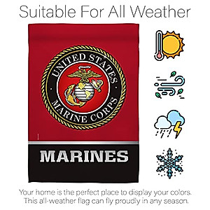 US MILITARY United State Garden Flag Set Wall Hanger Armed Forces Marine Corps USMC Semper Fi American Military Veteran Retire Official House Banner Small Yard Gift Double-Sided, Made in USA